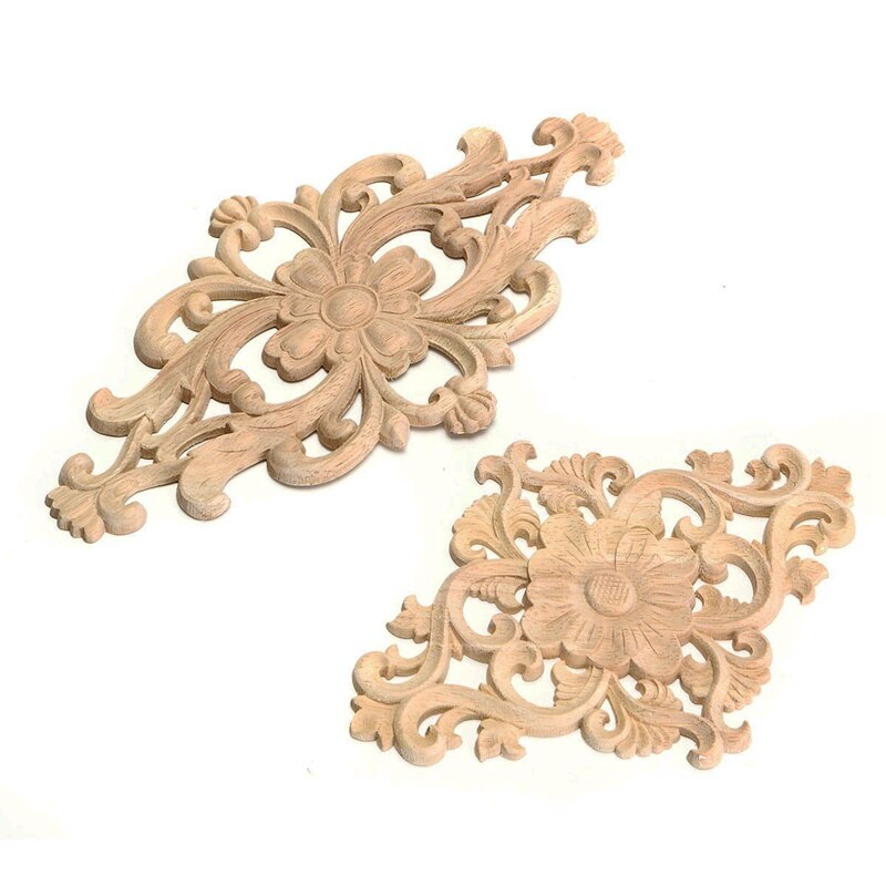 Modern Flower Pattern Wood Carved Unpainted Wood O... – Vicedeal