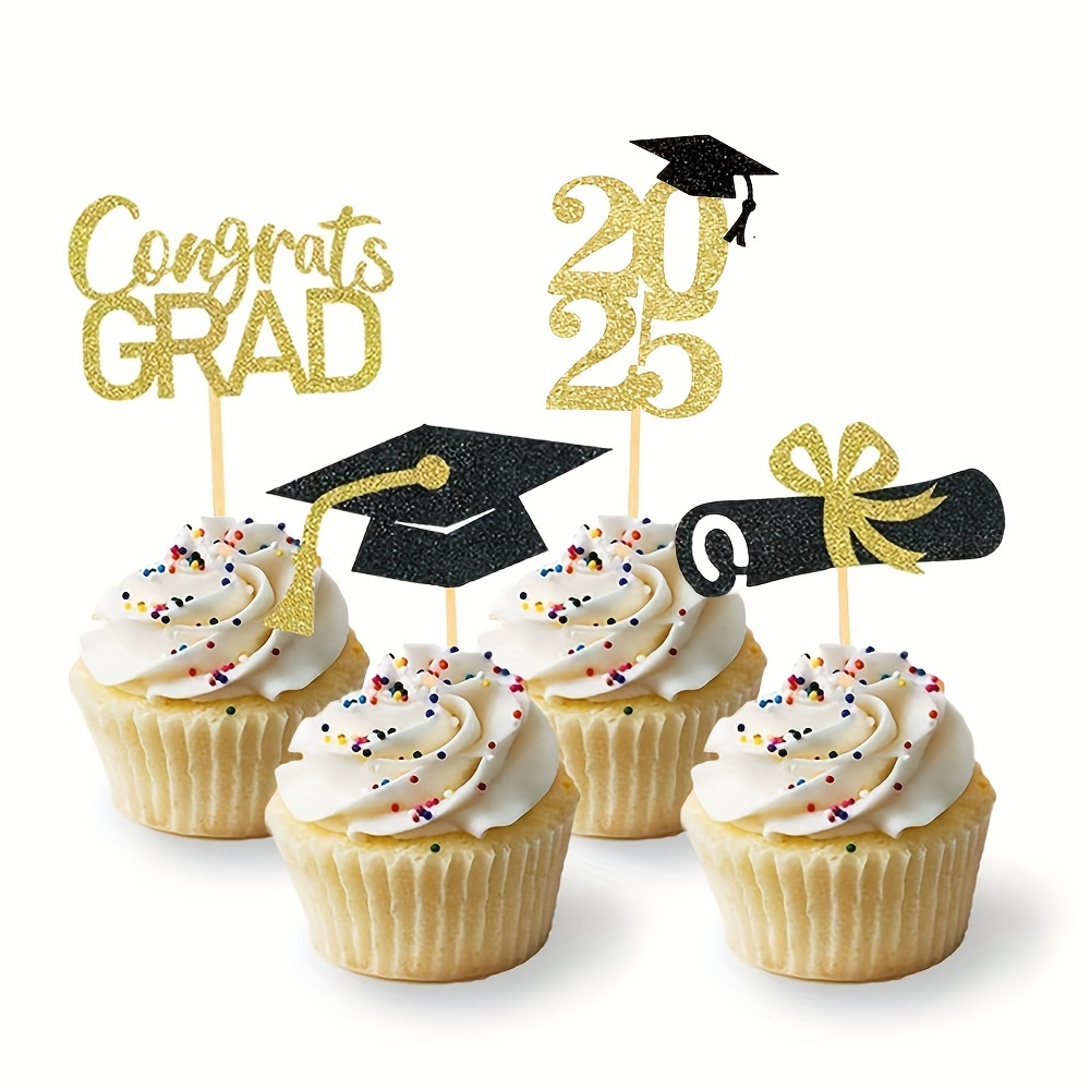 12Pcs Graduation Cupcake Toppers, Glitter Class of... – Grandado