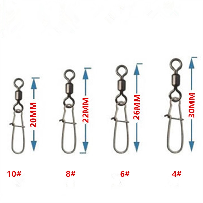 30PCS Fishing Connector Pin Bearing Rolling Swivel... – Grandado