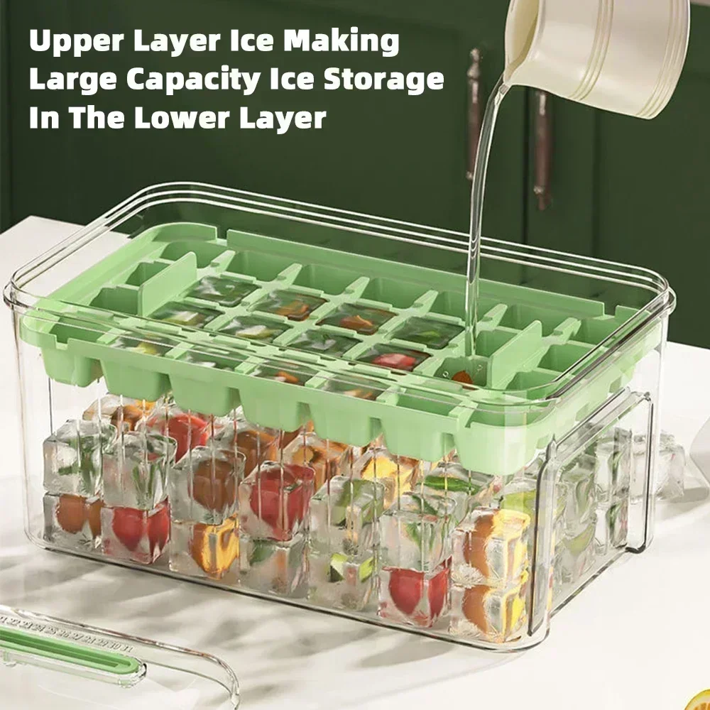 Press Type Ice Cube Tray With Storage Box Ice Cube... – Grandado