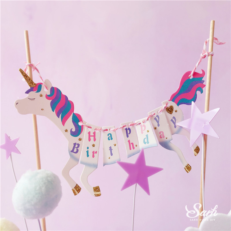 Bling Multi Color Unicorn Birthday Decoration Shin... – Grandado