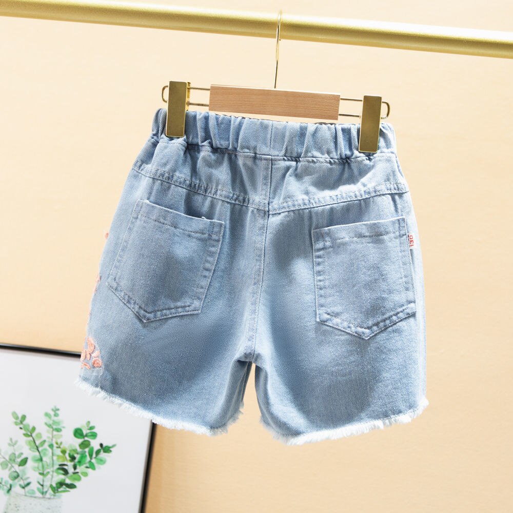 2022 Summer Girls Embroidery Flower Jeans Shorts – Grandado