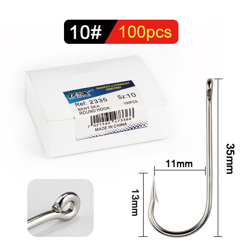 FTK 10#-20# 100Pcs/Box Bent Sea Round Hook 2335 Ni... – Grandado