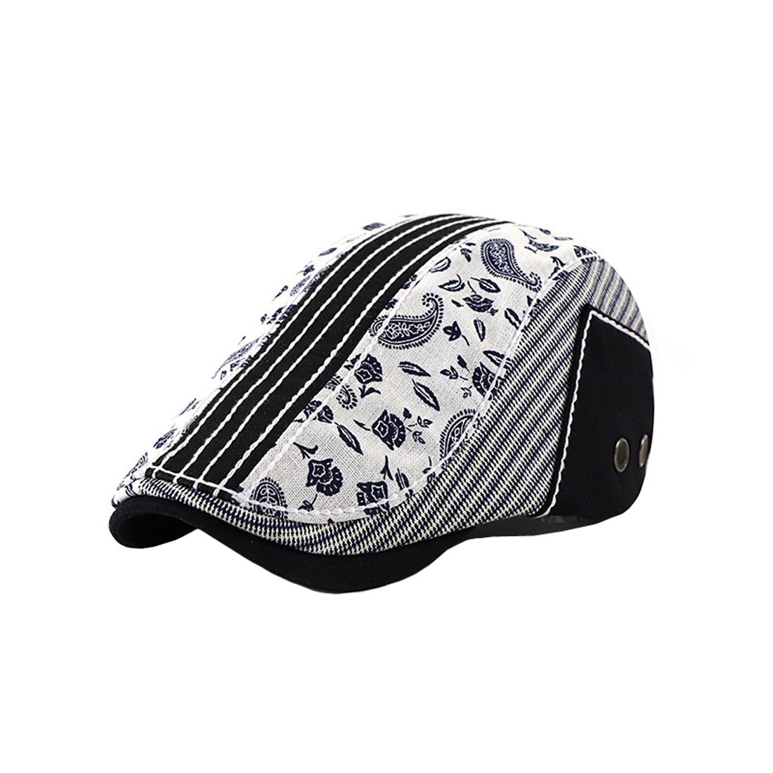 Men Women Spring Autumn Paisley Patchwork Duckbill... – Grandado