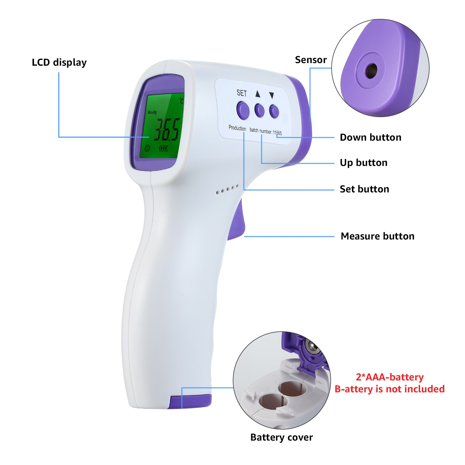 Non-Contact Infrared Thermometer Handheld Digital ... – Vicedeal