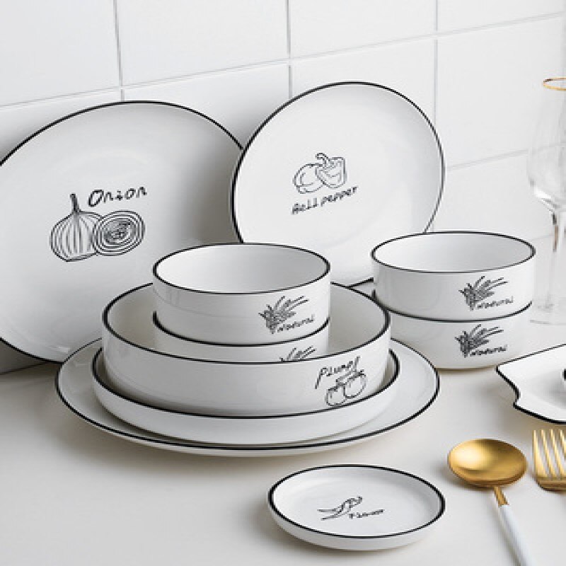 Simple Nordic Ceramic Tableware Set dinner plate s... – Grandado