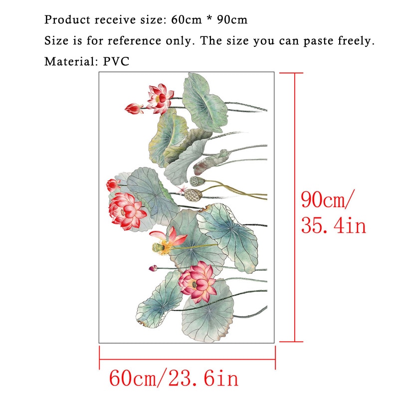 Chinese style Lotus lotus leaf Wall Sticker TV sof... – Vicedeal