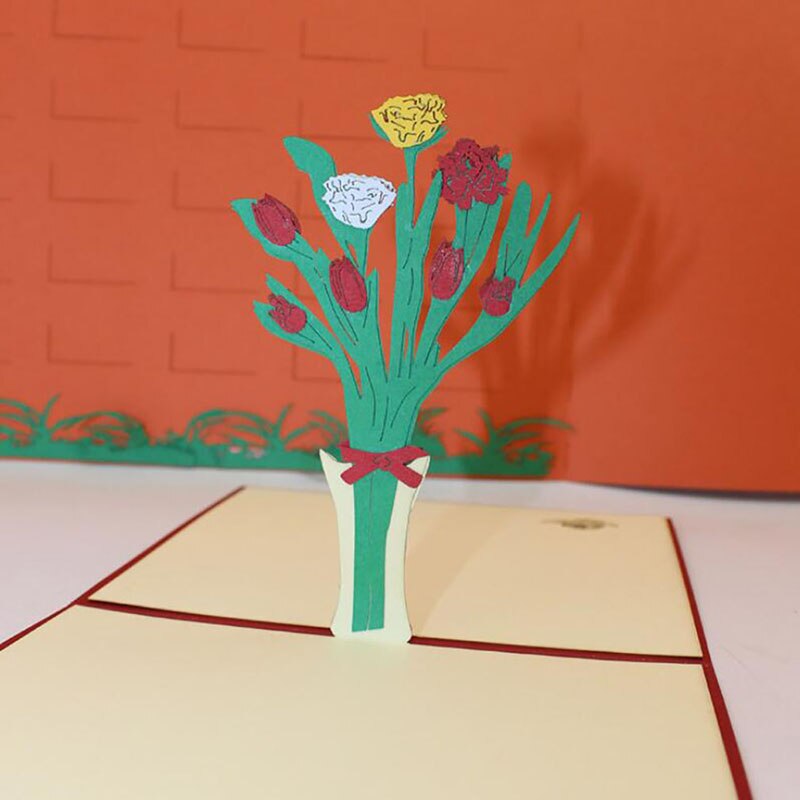 3D Specialty paper Color Tulip Flower Pop Up Greet... – Grandado