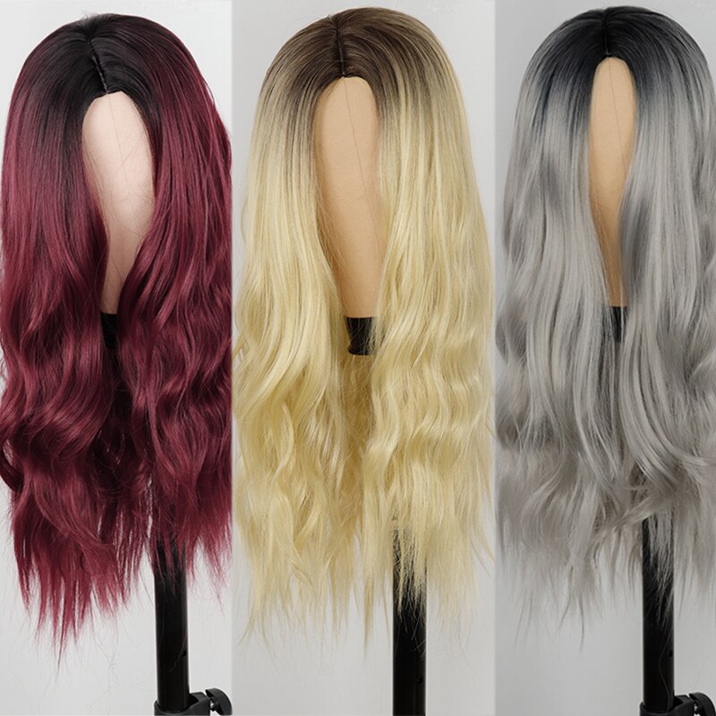 Long Wavy Womens Wig Natural Part Side Hair Ombre ... – Grandado