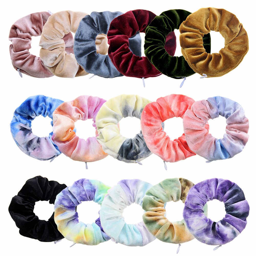 Korean Novelty Designs Zipper Scrunchies Women Vel... – Vicedeal