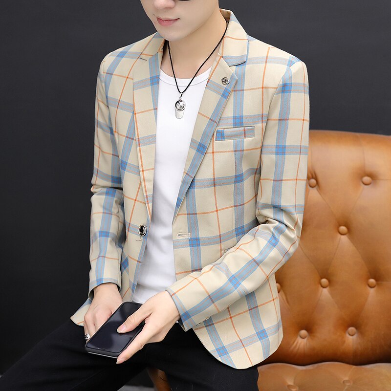 Grey Men Classic Blazers Office Jacket Knitted Men... – Grandado