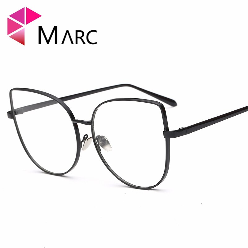 MARC WOMEN Optical Black Siver Plain glass spectac... – Grandado