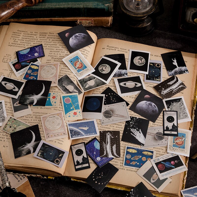46 Pcs Vintage Astronomy Sticker Moon Phase Planet... – Grandado