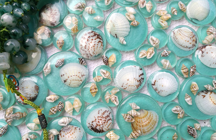 Penny Round Blue Green Glass Mix Mother Of Pearl S... – Grandado