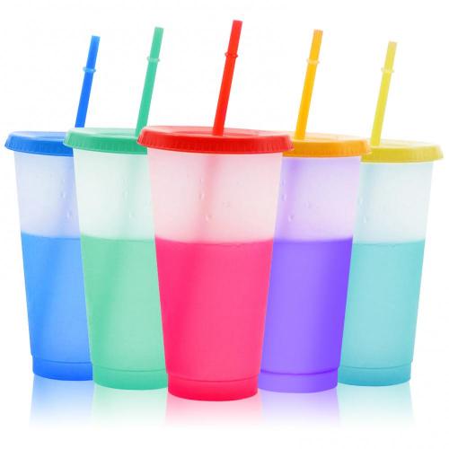5Pcs/Set Reusable PP Straw Cup Water Bottle Cup wi... – Grandado