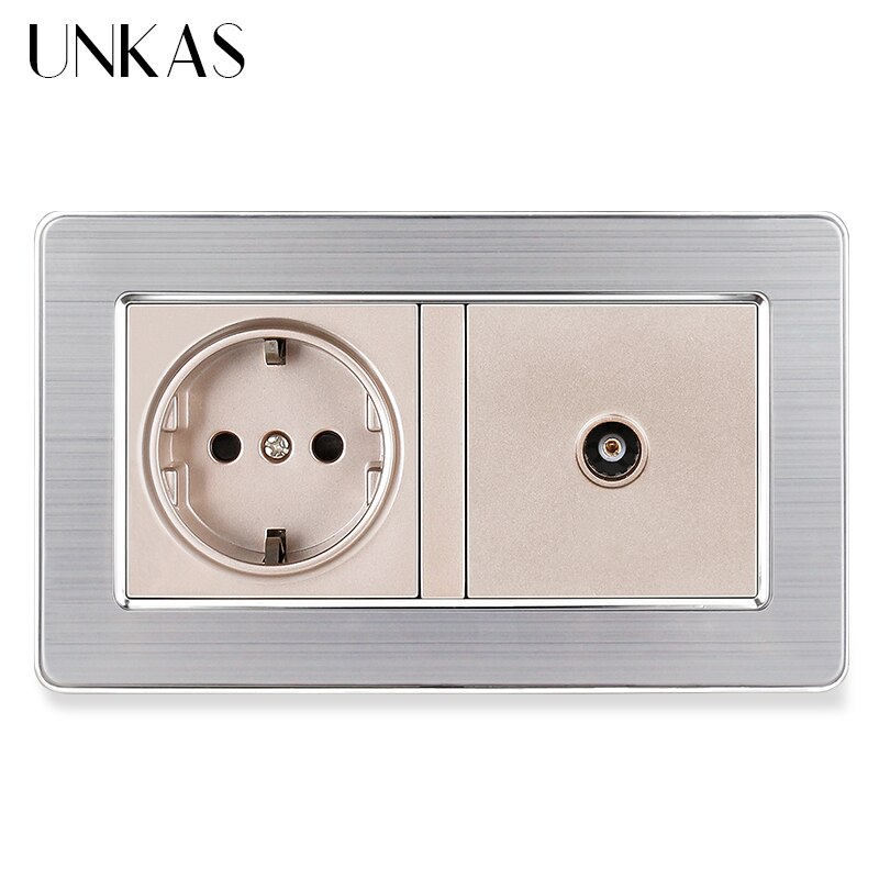 UNKAS Gray Stainless Steel Panel 16A EU Standard W... – Grandado