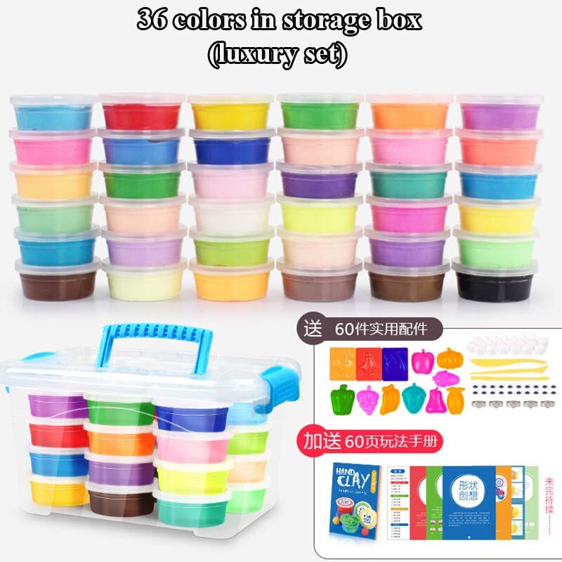 12 / 24 / 36 Colors Super Light Modeling Clay Set Air Dry Soft Plasticine Plastilina Play Dough ...