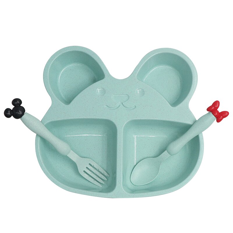 Children Cute Cartoon Bear Tableware Set Wheat Str... – Vicedeal