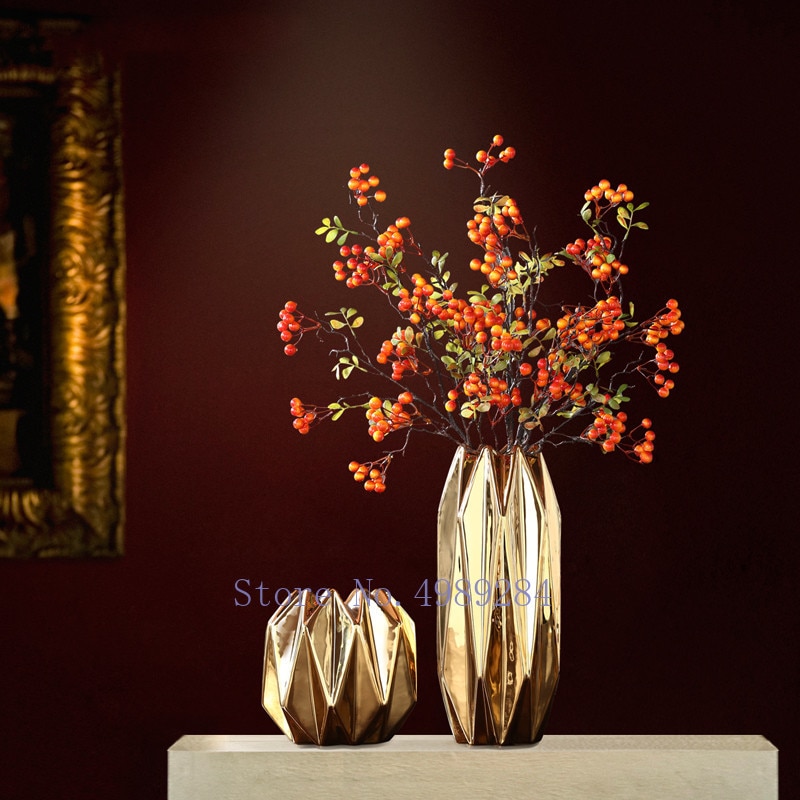 Nordic Gold geometric ceramics vase Fold Golden va... – Grandado
