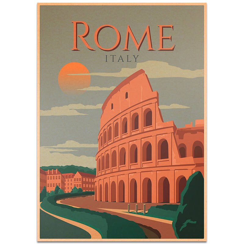 Italy Rome City Travel Poster Hand Painted Tourist... – Grandado