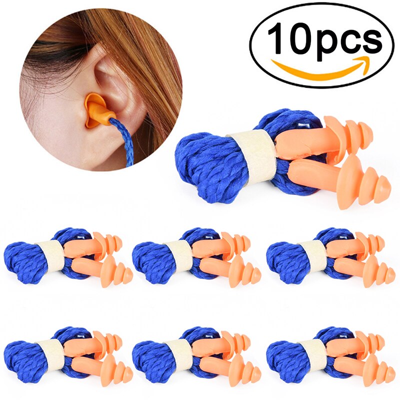 Ear care 10Pcs Soft Silicone Corded Ear Plugs ears... – Vicedeal
