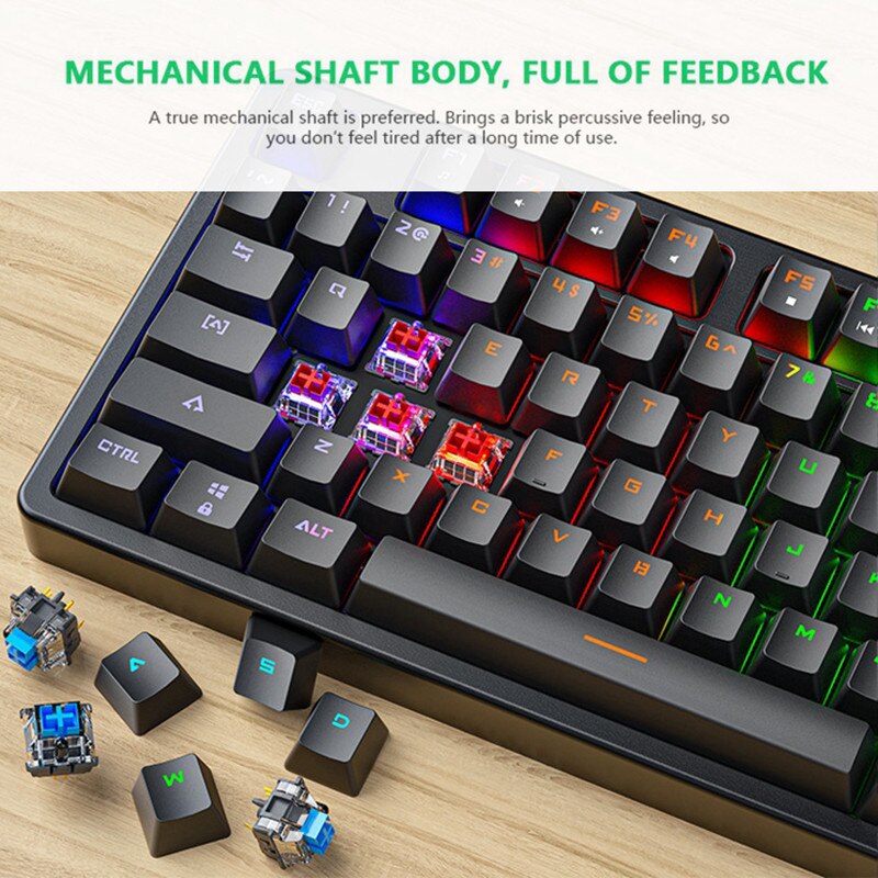 Mechanical Keyboard RGB Gaming Keyboard Wired Blue... – Grandado