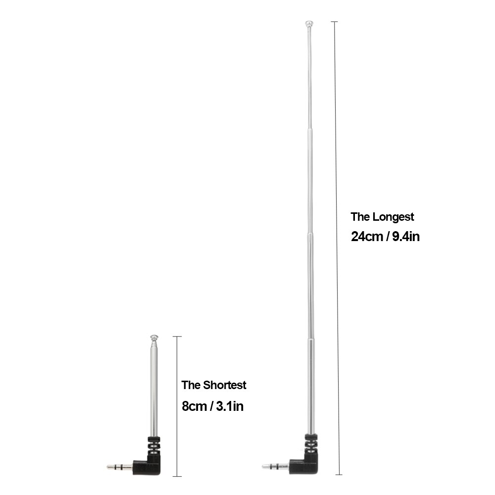 FM Antenna 240mm 4 Sections L-Shape 3.5mm Retracta... – Grandado