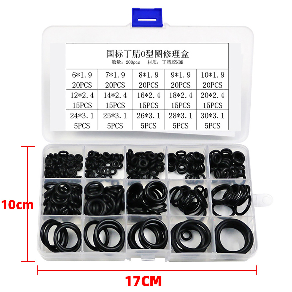 200Pcs O-ring Rubber Gaskets Seal Ring Set Nitrile... – Grandado