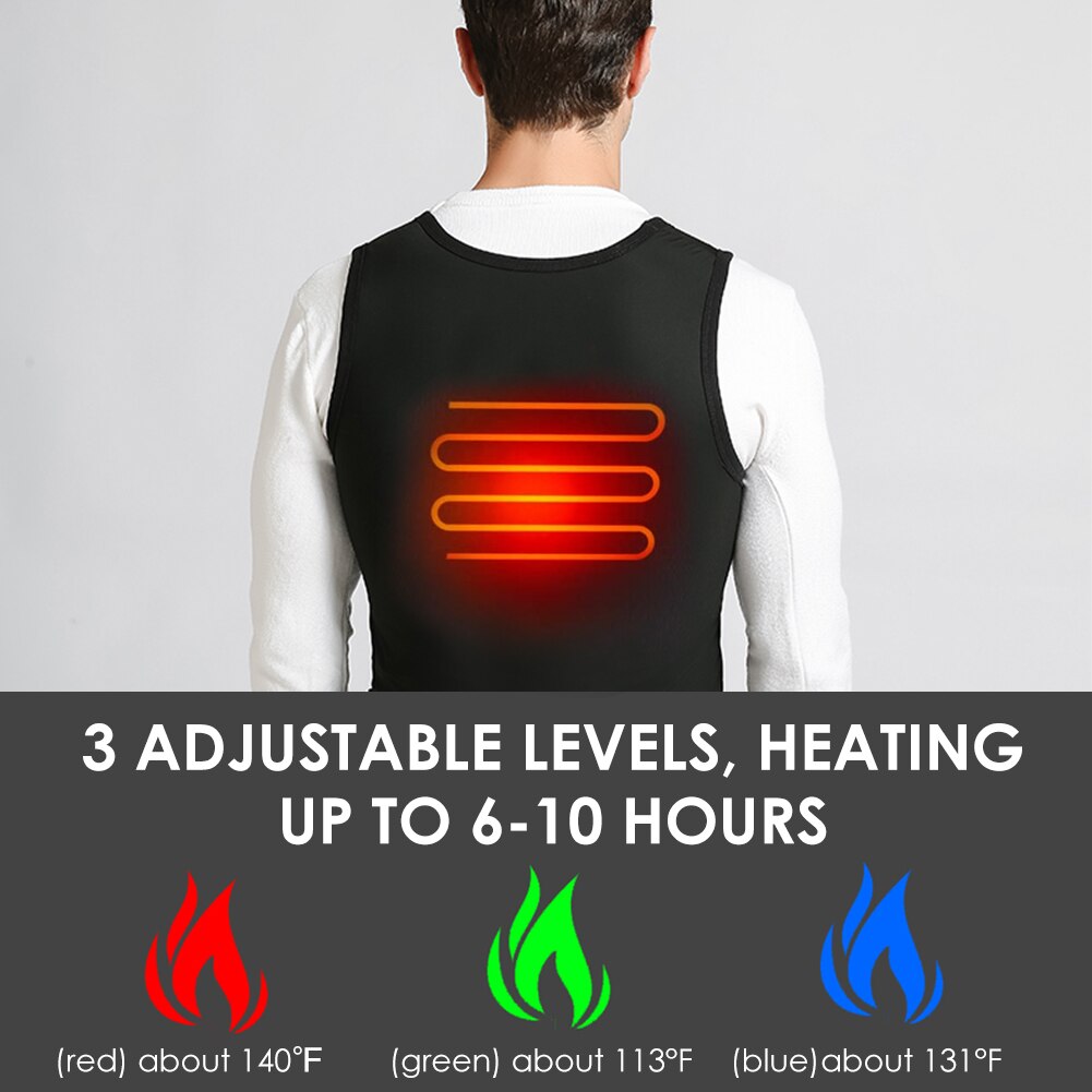 USB Smart Electric Heated Vest Winter Warm 3 Adjus... – Grandado