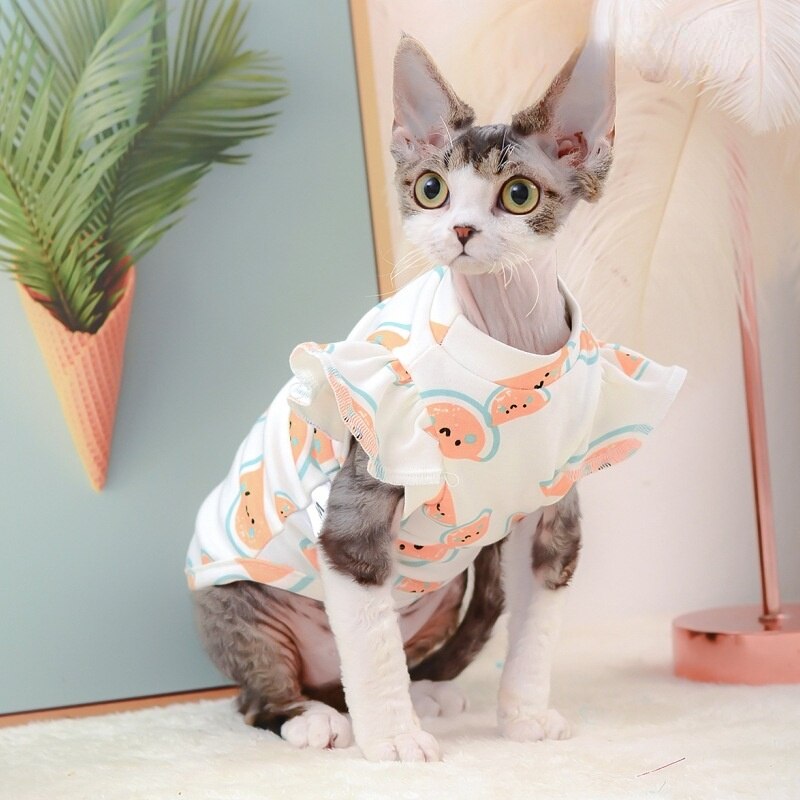 Sphynx Cat Clothes Cute Flying Sleeve Base Coat Sp... – Vicedeal