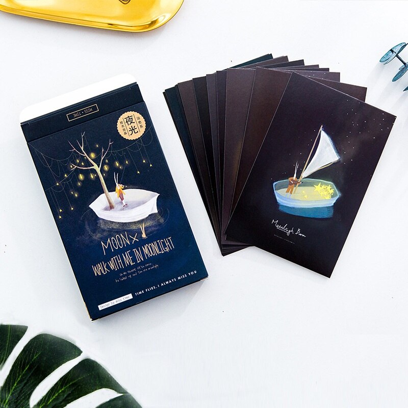 30 Sheets/Set Moonlight Baron Luminous Postcard Gr... – Grandado