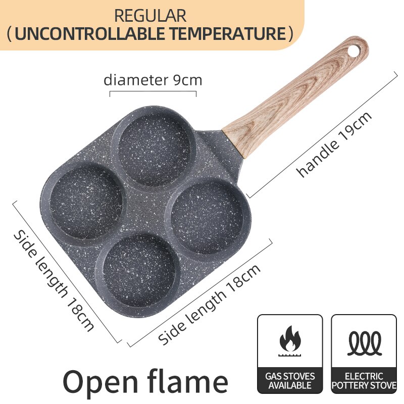 4 Holes Egg Burger Frying Pan Multifunction Breakf... – Vicedeal