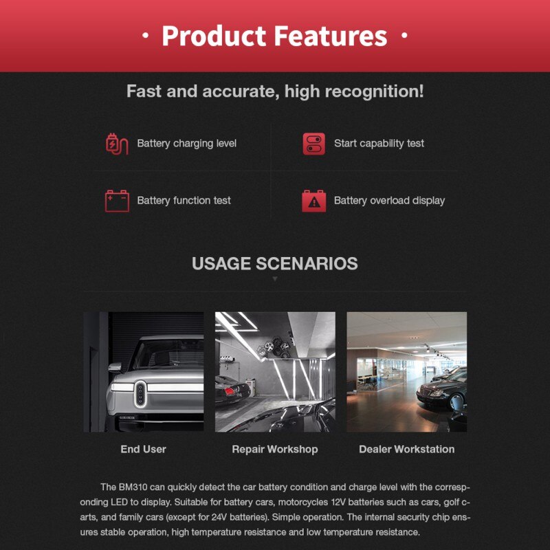 12V Car Battery Tester BM310 Digital Alternator Te... – Grandado