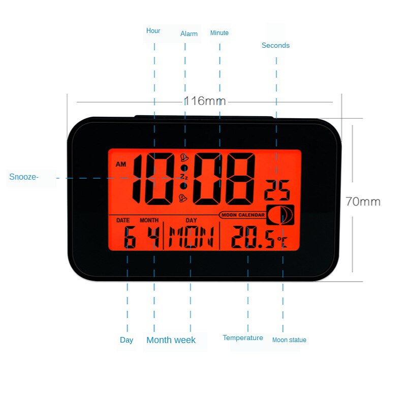 12/24 Format Table Alarm Clock for Home Moon Phase... – Vicedeal