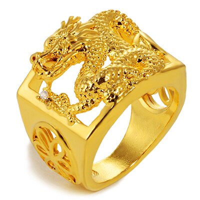 Gold Ring Top No Fade Vietnam Alluvial Gold Dragon... – Grandado