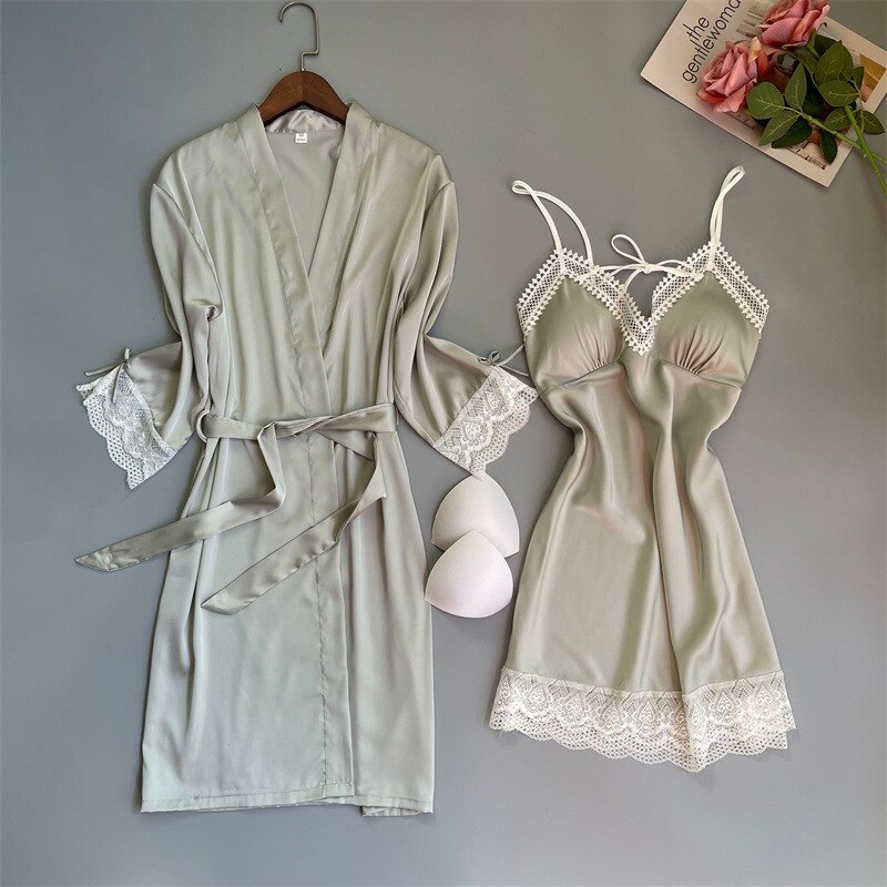 Female 2022 Robe Gown Sets Sexy Sleepwear Lingerie... – Grandado