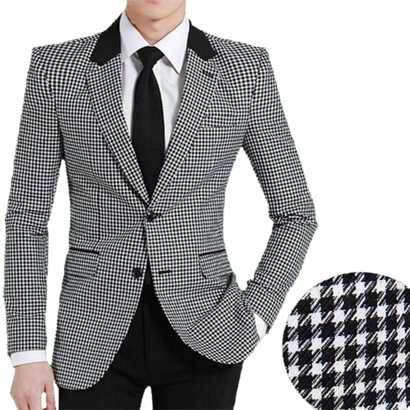 Männer woll anzug jacke schlank passen vogel Plaid... – Grandado