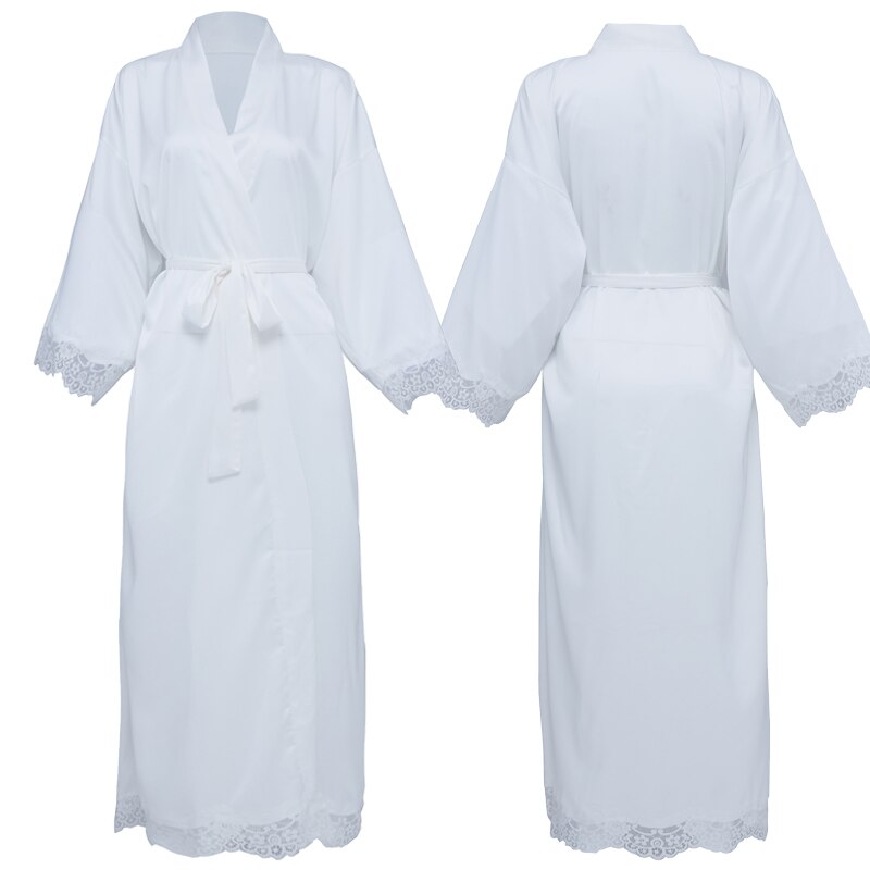 YUXINBRIDAL Women Long Matt Satin Lace Robes Brida... – Grandado