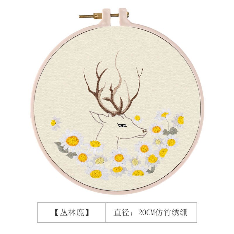 DIY Deer Embroidery kits Animal Flower Cross Stitc... – Grandado