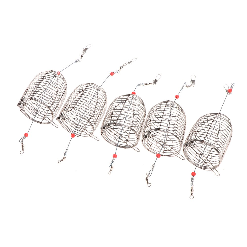Pakke of 5 rustfrit stål fiskeagn bur fiskefælde ... – Vicedeal