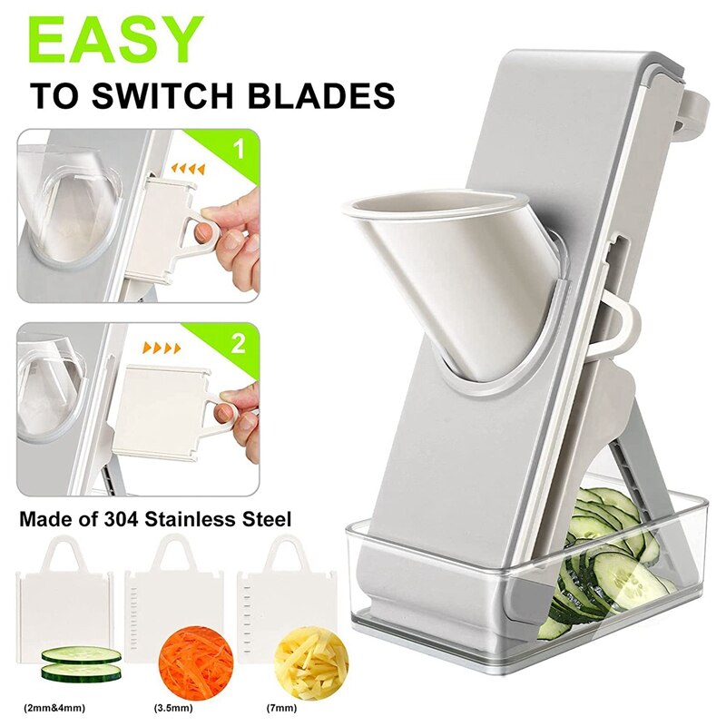 Kitchen Veg Cutter with Interchangeable Blades, Ve... – Grandado