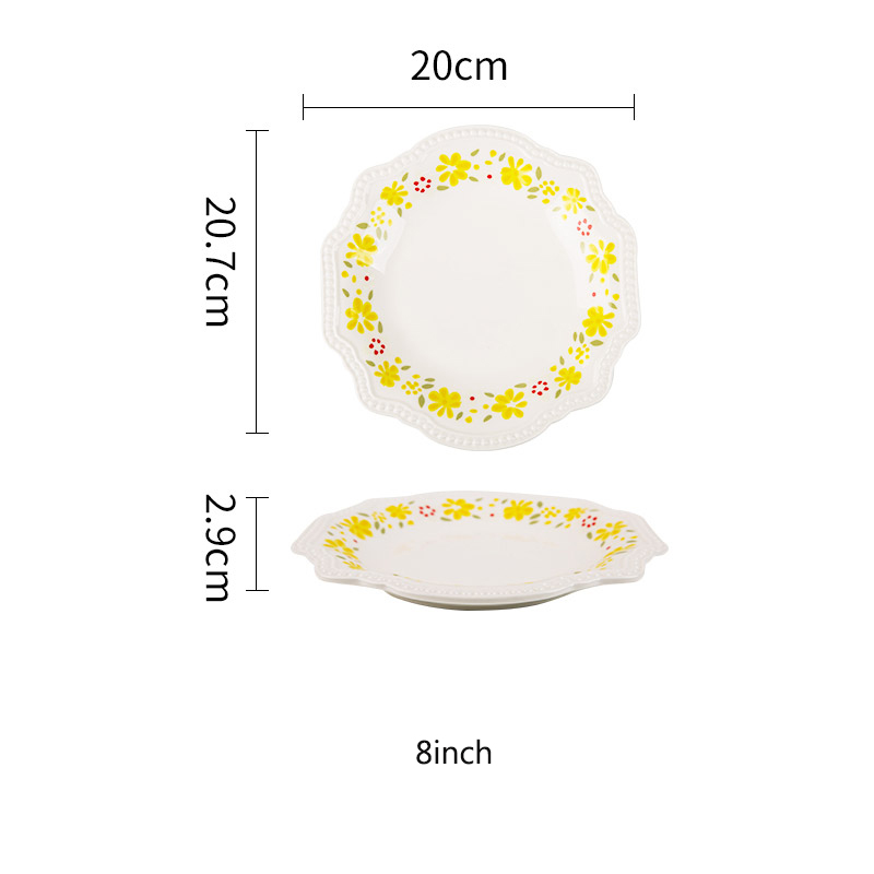 Bol de petit déjeuner à fleurs jaunes rétro, plat ... – Grandado