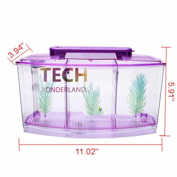 Mini aquarium Fish Tank Acrylic three Splits LED L... – Vicedeal