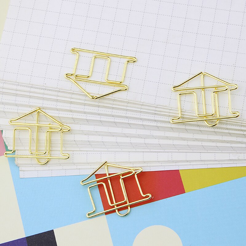 gold House Paper Clip Shape House Pin Gold Office ... – Vicedeal
