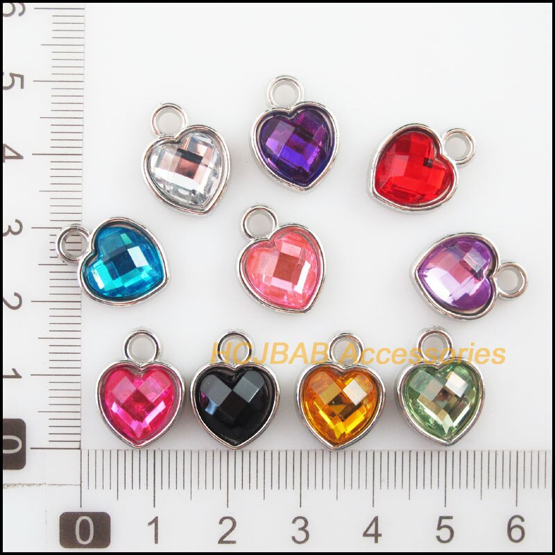 30 Hart Charms Dull Verzilverd Acryl Gemengde Hang... – Vicedeal