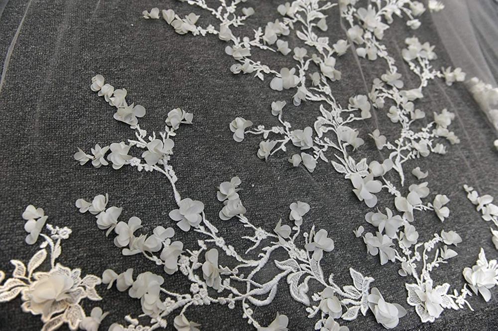 Wedding Veils 3D Flowers Floral Veil 1 Tier Long C... – Grandado