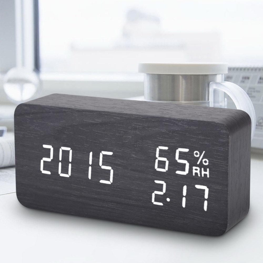 Wood Alarm Clock USB/Batteries PowereD Home Bedsid... – Grandado