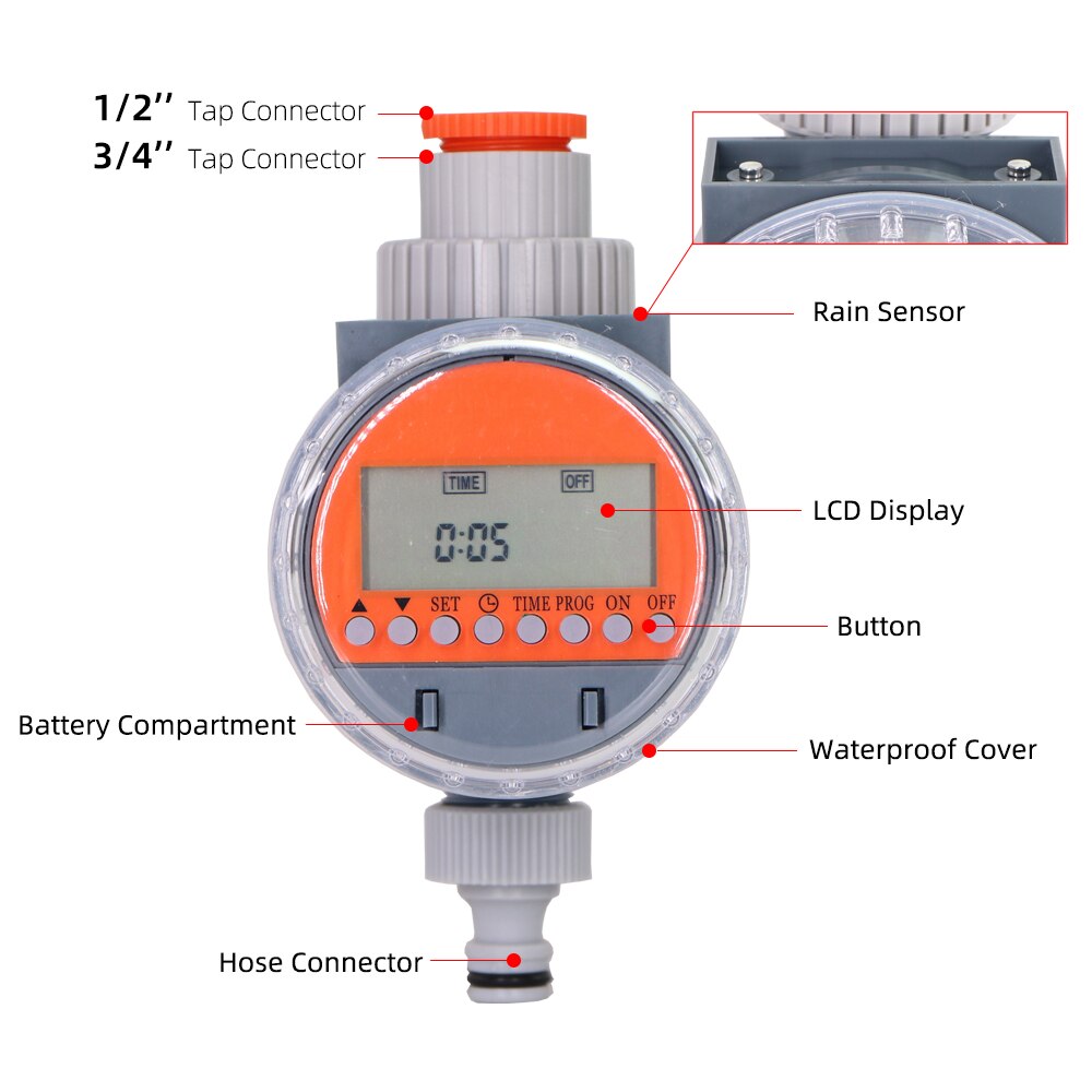 Muciakie Regen Sensor Kogelkraan Lcd Tuin Water Ti... – Grandado