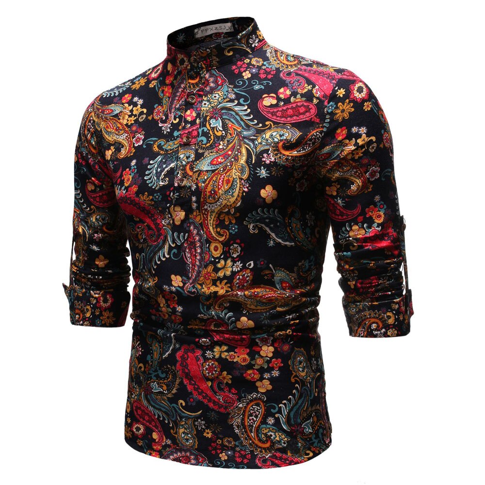 Bloemen Shirt mannen Bloemen Jurk Shirt 70s Gedruk... – Grandado