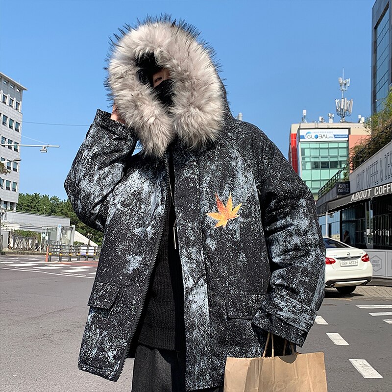 LAPPSTER Men Leaf Black Japanese Streetwear Parkas... – Grandado
